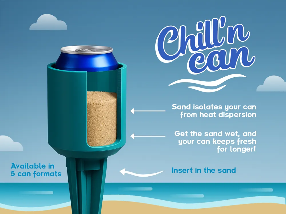 Chill'n Can - Wet sand, cool can! - Free 3D Print Model - MakerWorld