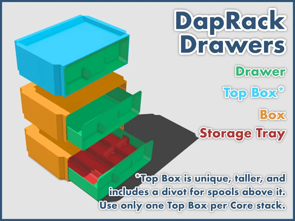 DapRack Drawers - Modular Storage Box for DapRack by ChadMikeInnis - MakerWorld