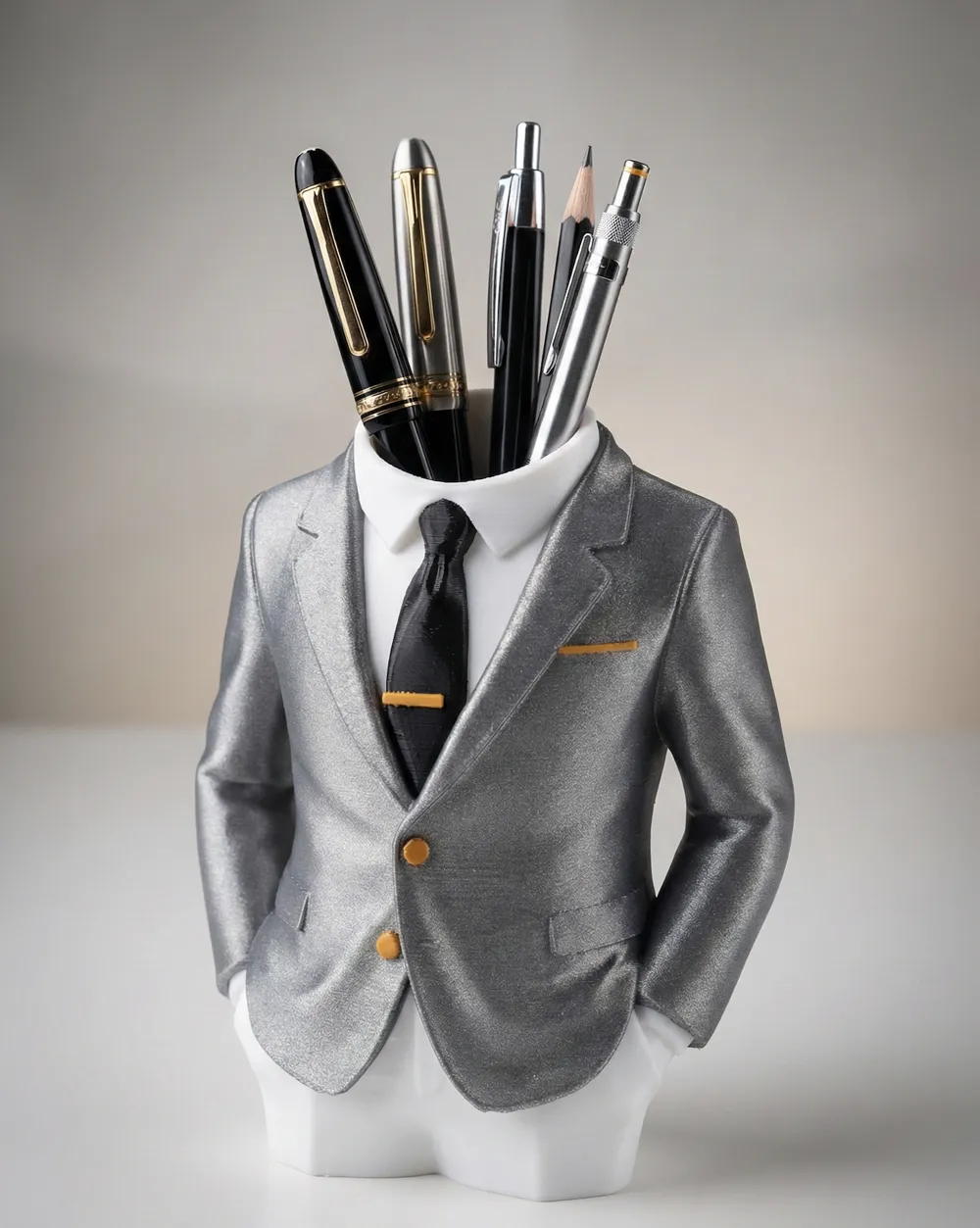 Gentleman Suit Pen Holder - Office Decor Organizer - Free 3D Print ...
