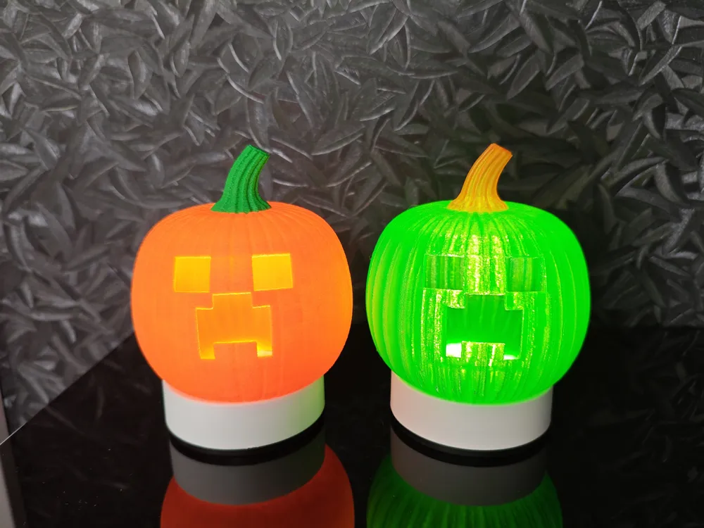 Creeper Pumpkin Halloween Lantern - low support - Free 3D Print Model ...