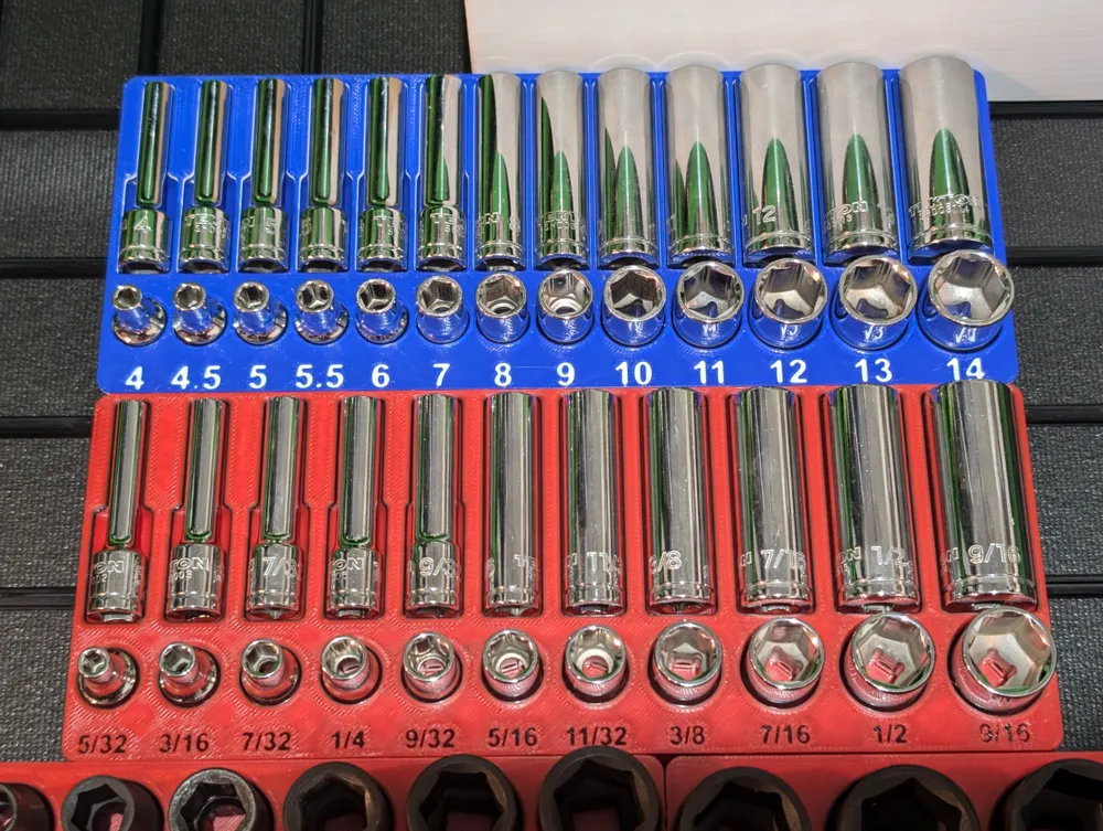 Gridfinity Tekton 1/4 Socket Organizer SAE, Metric by zekesnack MakerWorld: Download Free 3D Models