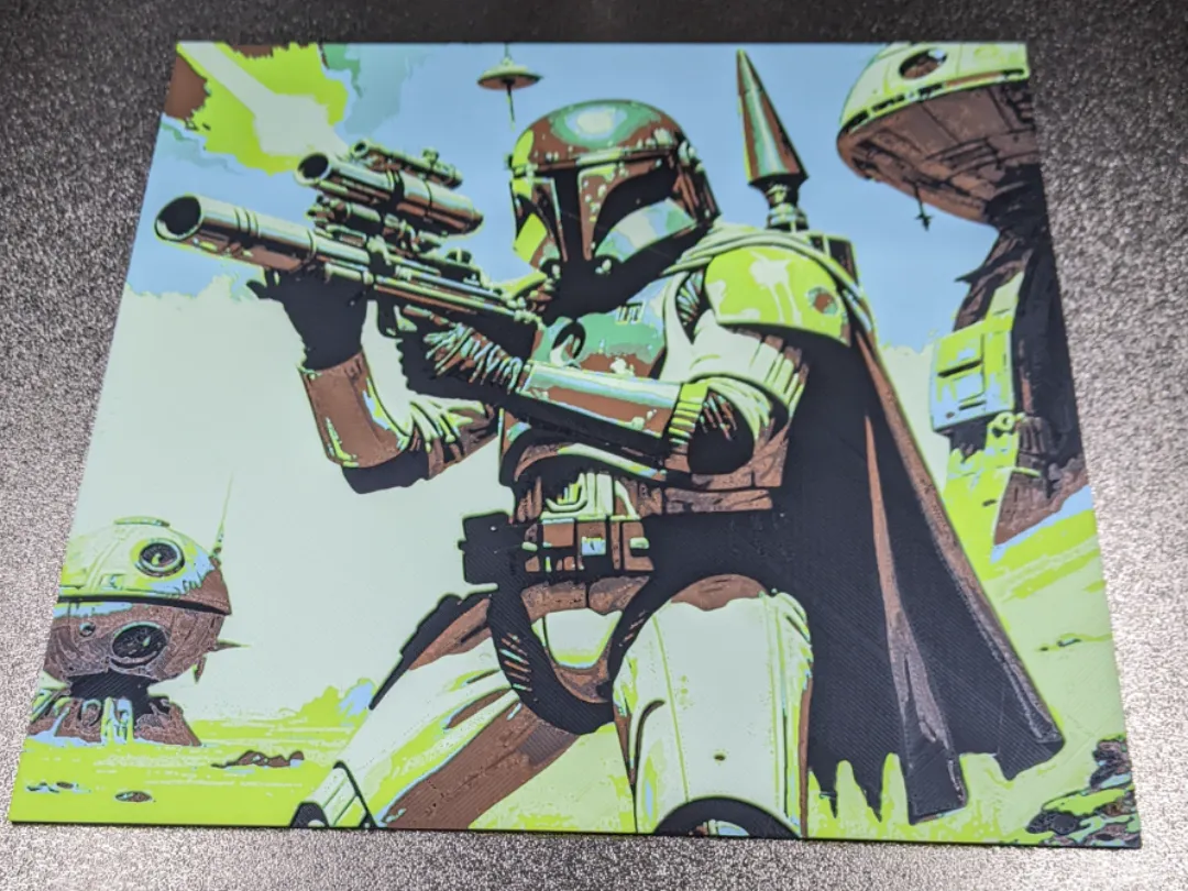 Bounty Hunter HueForge with frame - Free 3D Print Model - MakerWorld