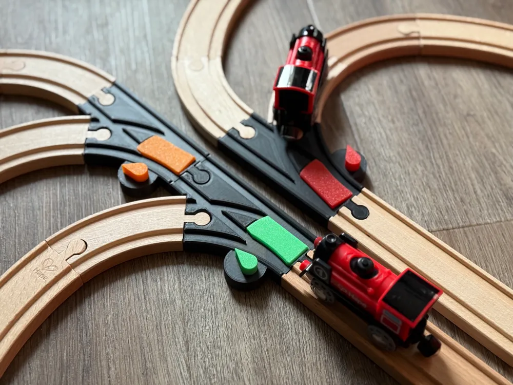 Geared Train Track Switch (Brio, IKEA, Hape, etc.) - Free 3D Print Model - MakerWorld