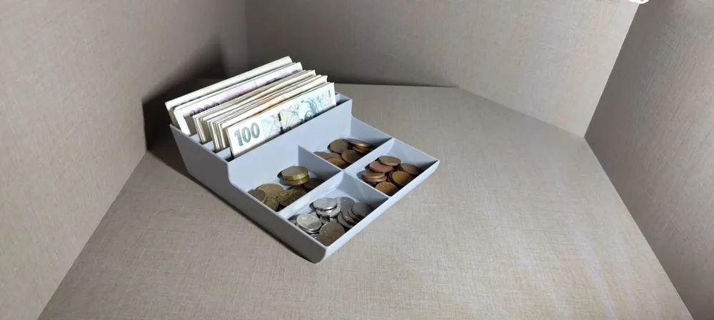 Money/cash bill and coins holder/sorter/organizer by 3Dudek - MakerWorld
