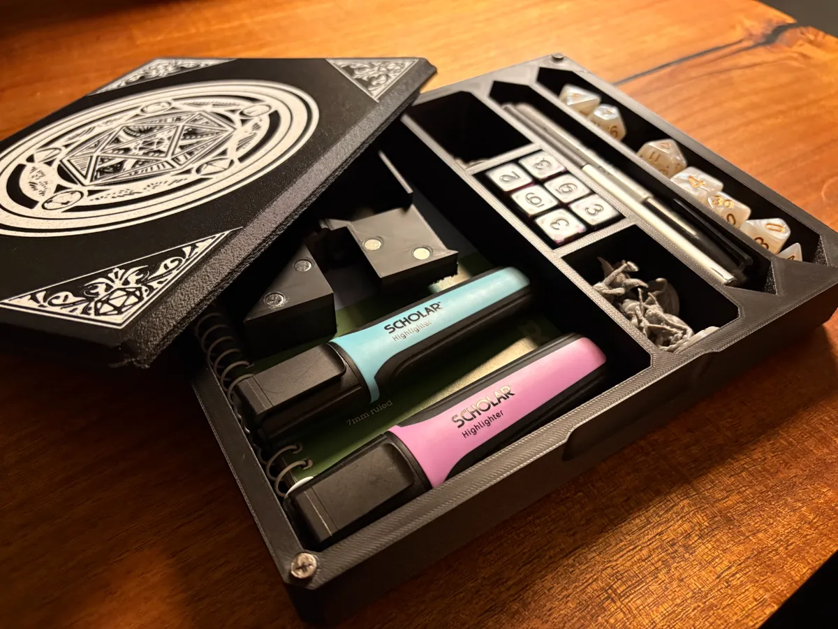 DND Ultimate Player Kit Tray - Fold Up Dice Tower - Free 3D Print Model ...