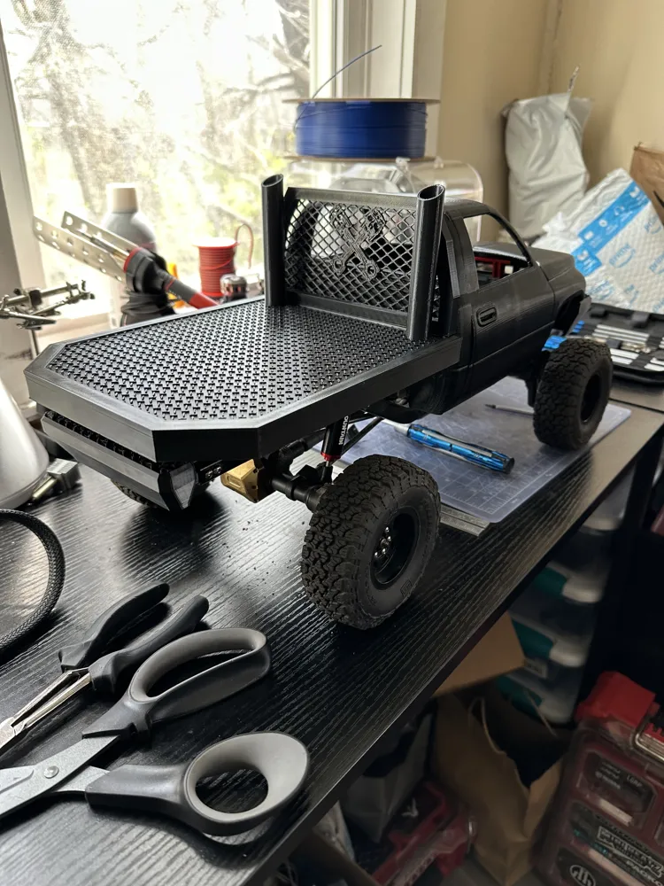 10th Scale Flat Bed with Stacks and Headache Rack - Free 3D Print Model ...