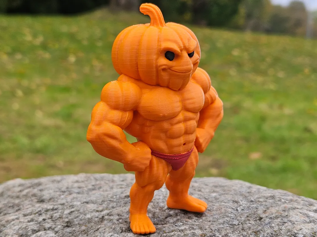 Muscular PumpKing gym bro halloween buff pumpkin - Free 3D Print Model ...