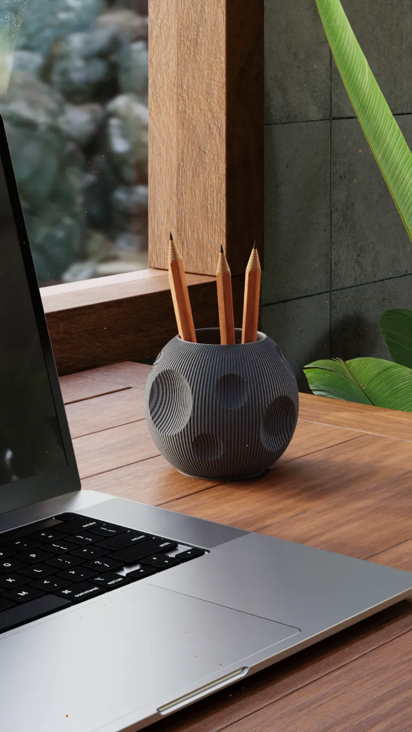 Moon Desktop Organizer -Pencil holder - Free 3D Print Model - MakerWorld