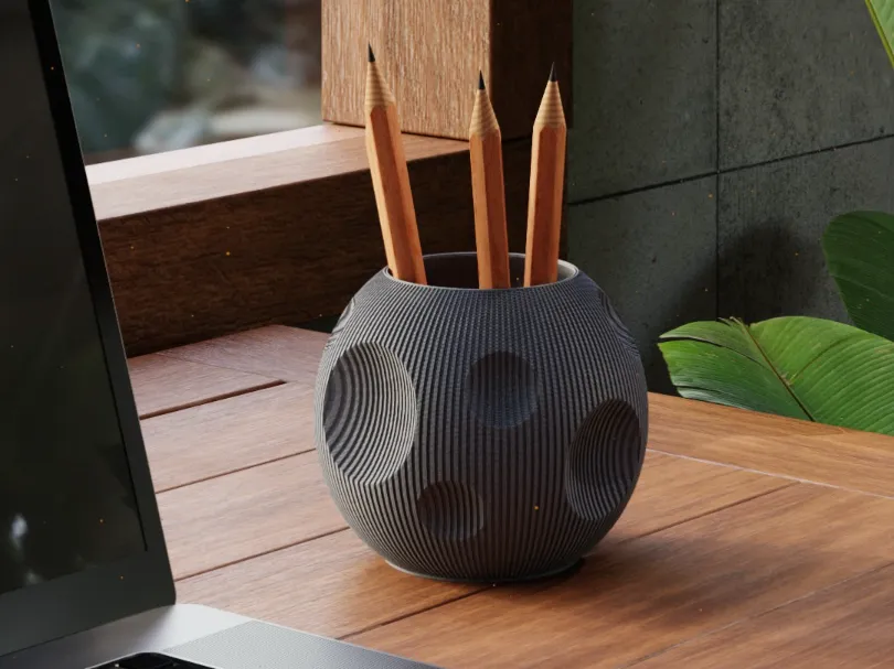 Moon Desktop Organizer -Pencil holder - Free 3D Print Model - MakerWorld