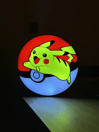 Lamp Pokemon Pokeball Pikachu LED light Box Boite lumiere 1 AMS or 2 ...