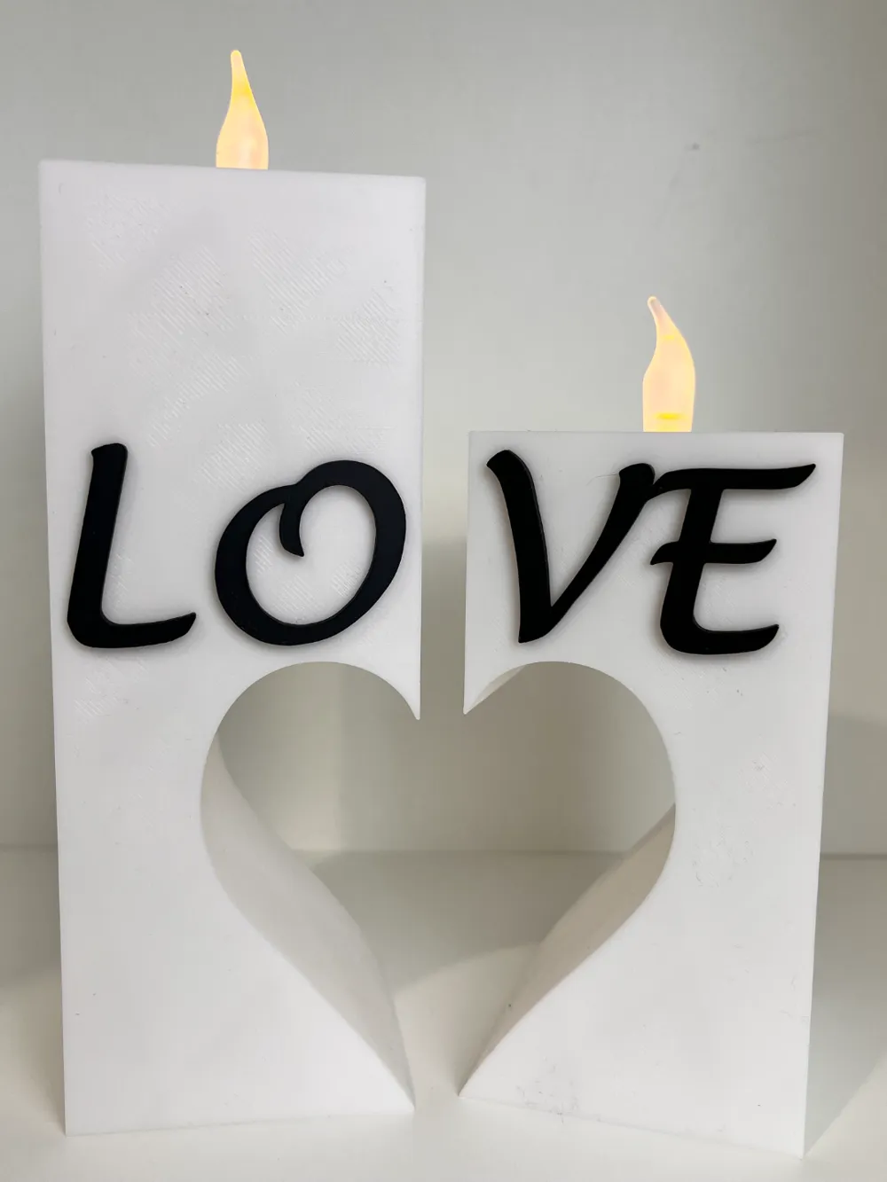 "LOVE" Candle Holder with Heart Cutout - Free 3D Print Model - MakerWorld