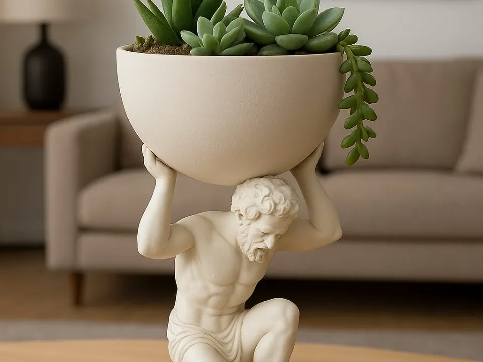 Statue Vase (Atlas) - Free 3D Print Model - MakerWorld