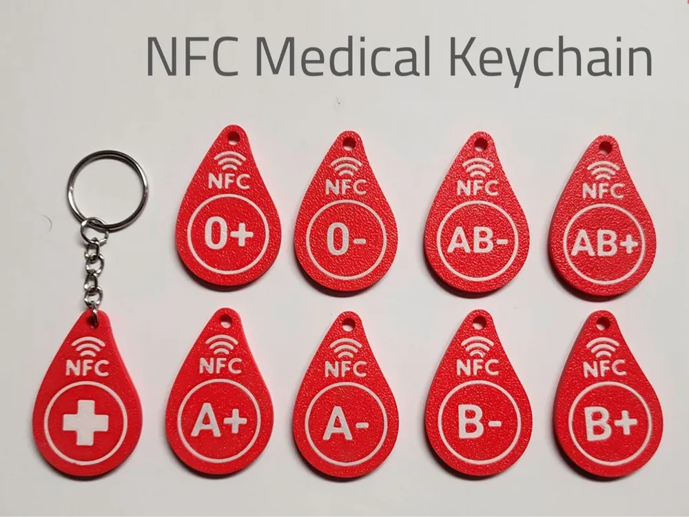NFC Medical Keychain – Blood Type for Emergency - Free 3D Print Model ...