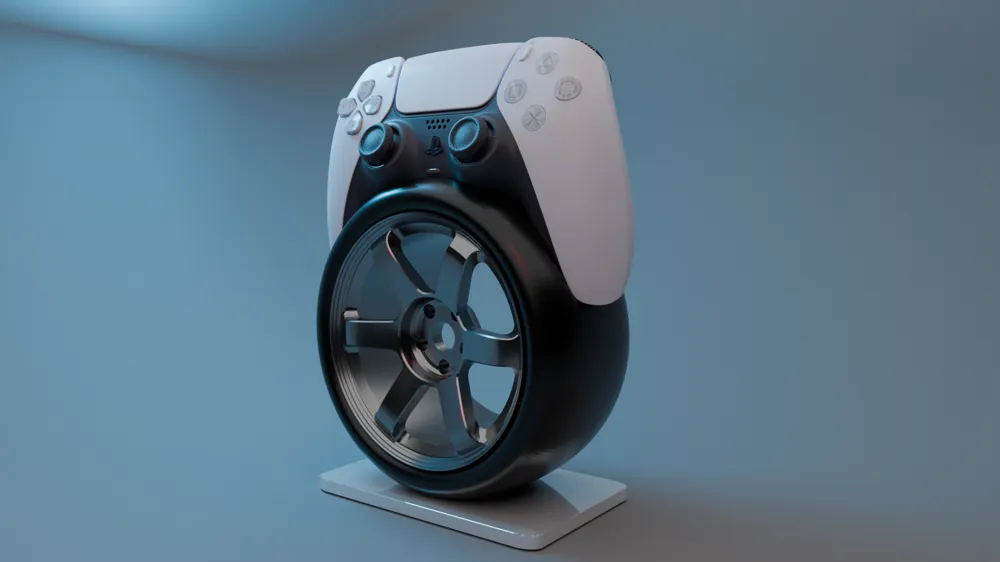 JDM Wheel PS5 Controller Holder - Free 3D Print Model - MakerWorld