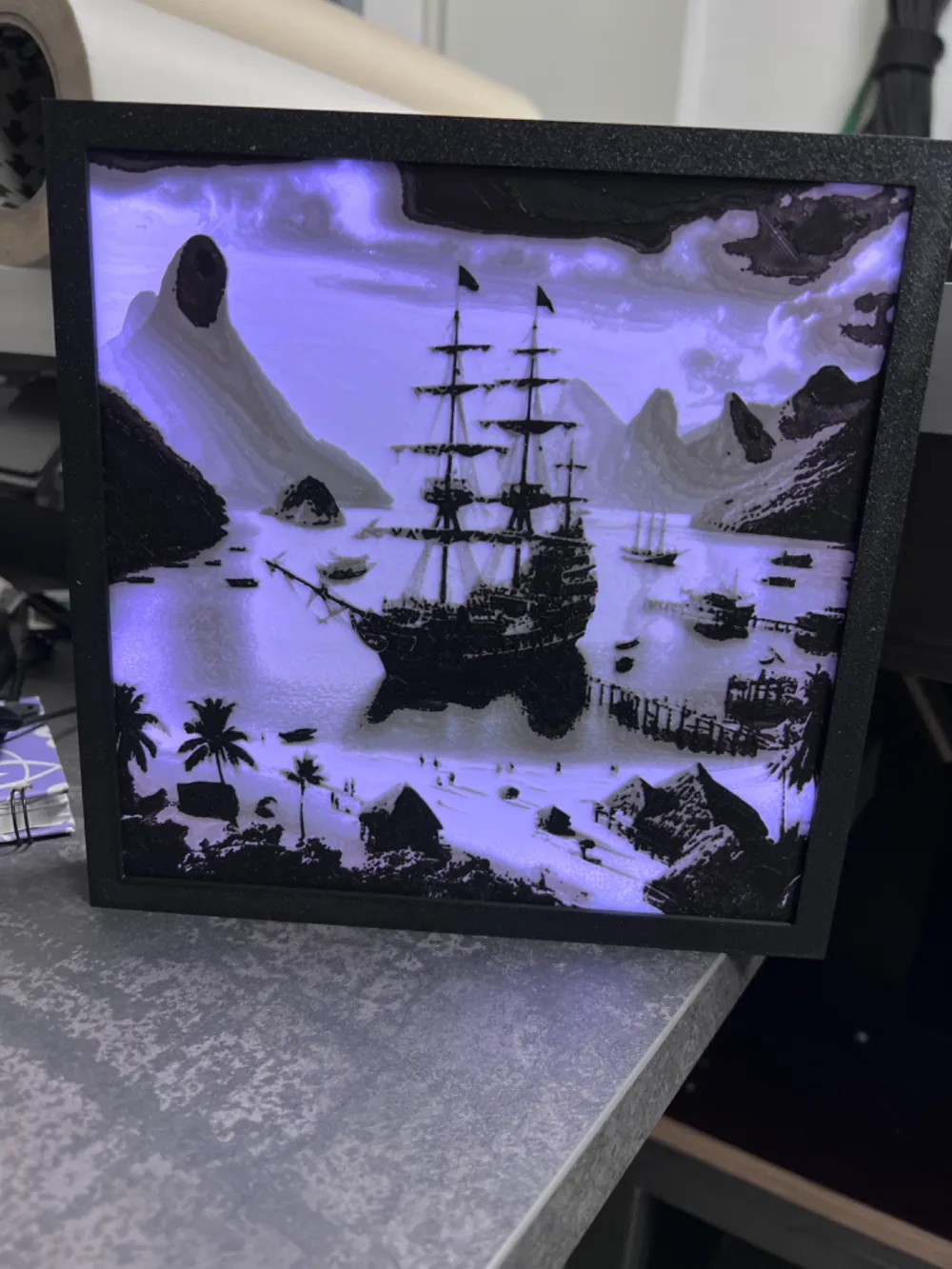 Pirate ship Litophane Hueforge Lightbox by Fastfrosch - MakerWorld