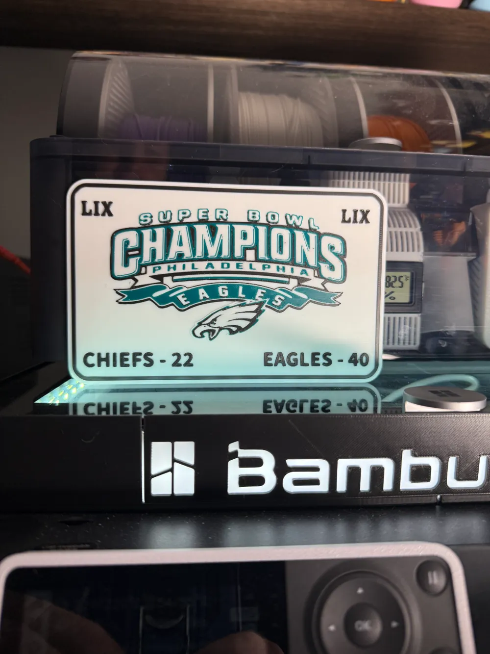 EAGLES SUPER BOWL CHAMPS LIX WITH SCORE by 3Dprinting4fun - MakerWorld