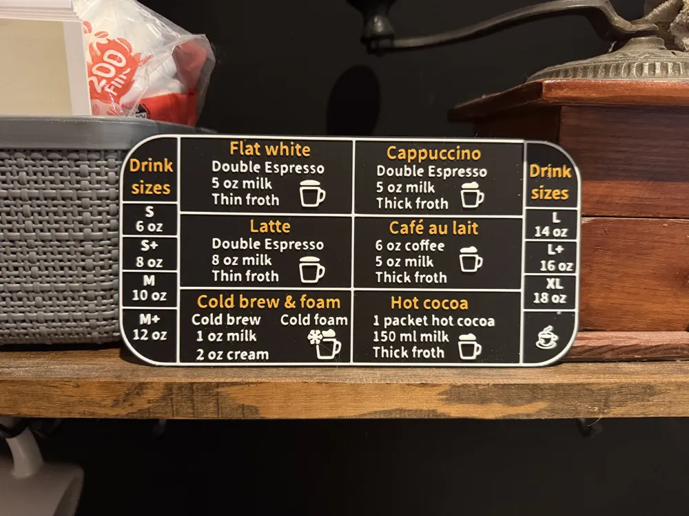 NINJA LUXE CAFE DRINK MENU - Free 3D Print Model - MakerWorld