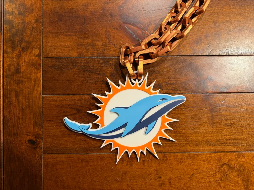 Miami Dolphins Oversized Necklace Logo - Free 3D Print Model - MakerWorld