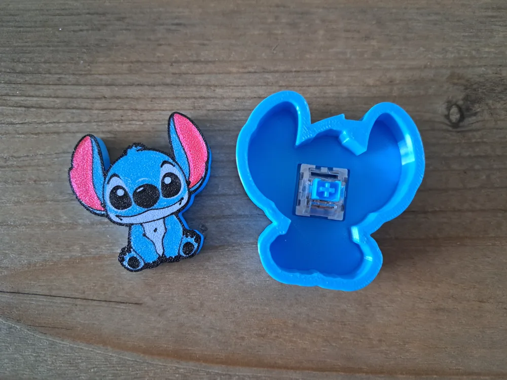 Stitch sitting fidget clicker keyboard switch by creachick3d MakerWorld ...