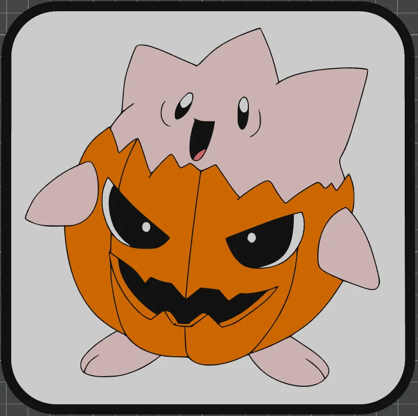 Halloween - Togepi in a Pumpking - 2d Wallart by cariadprints - MakerWorld