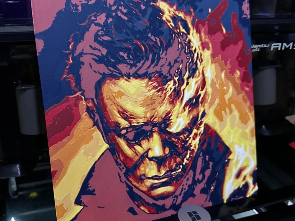 Michael Myers burning hueforge by ChainsawGraphics MakerWorld: Download Free 3D Models