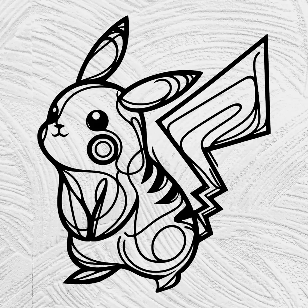 Pikachu single line by The line art guy - MakerWorld