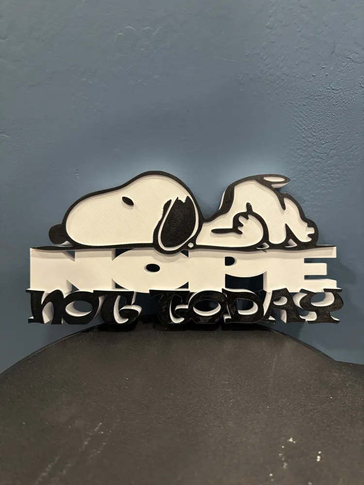 SNOOPY (PEANUTS) NOPE NOT TODAY FUNNY SIGN - Free 3D Print Model ...