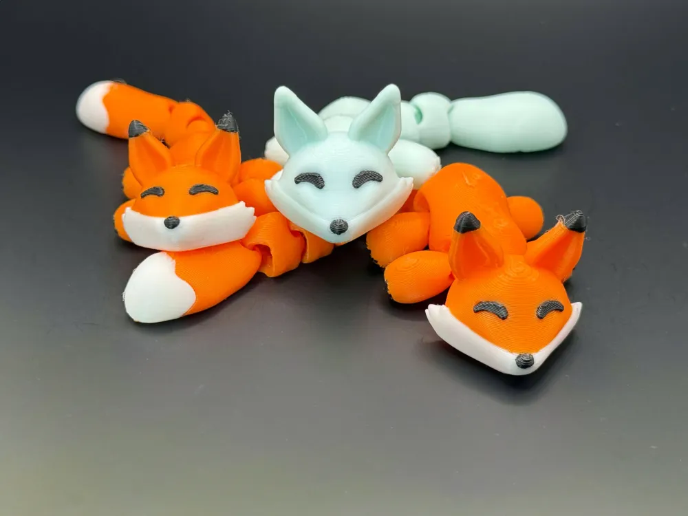Cute Tiny Articulated Kawaii Fox (2 tail lengths) - Free 3D Print Model ...