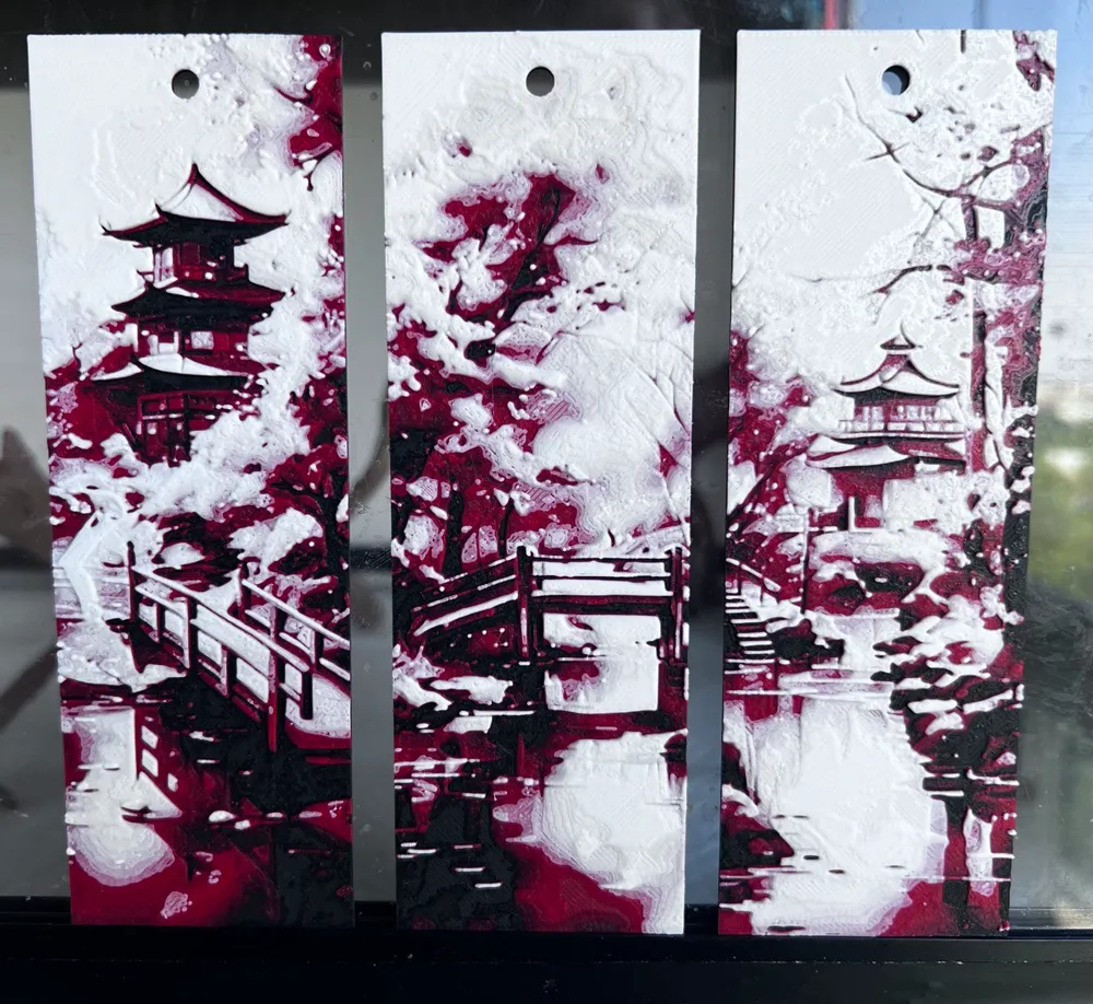 set of 3 Japanese garden bookmarks,hueforge by Mysstra hueforge 3Dart ...