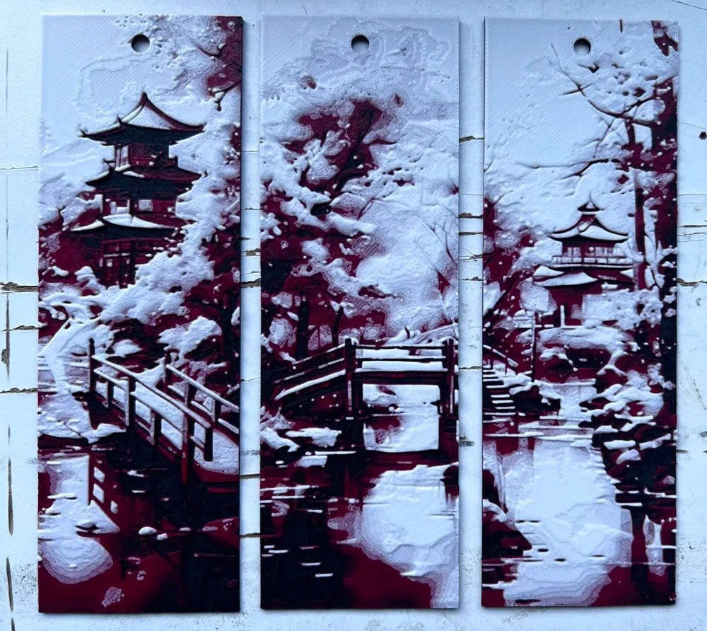 set of 3 Japanese garden bookmarks,hueforge by Mysstra hueforge ...