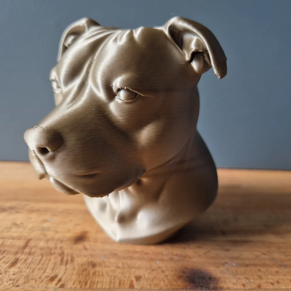 Staffordshire Bullterrier Bust – Dog Sculpture by Mr.Jay MakerWorld ...