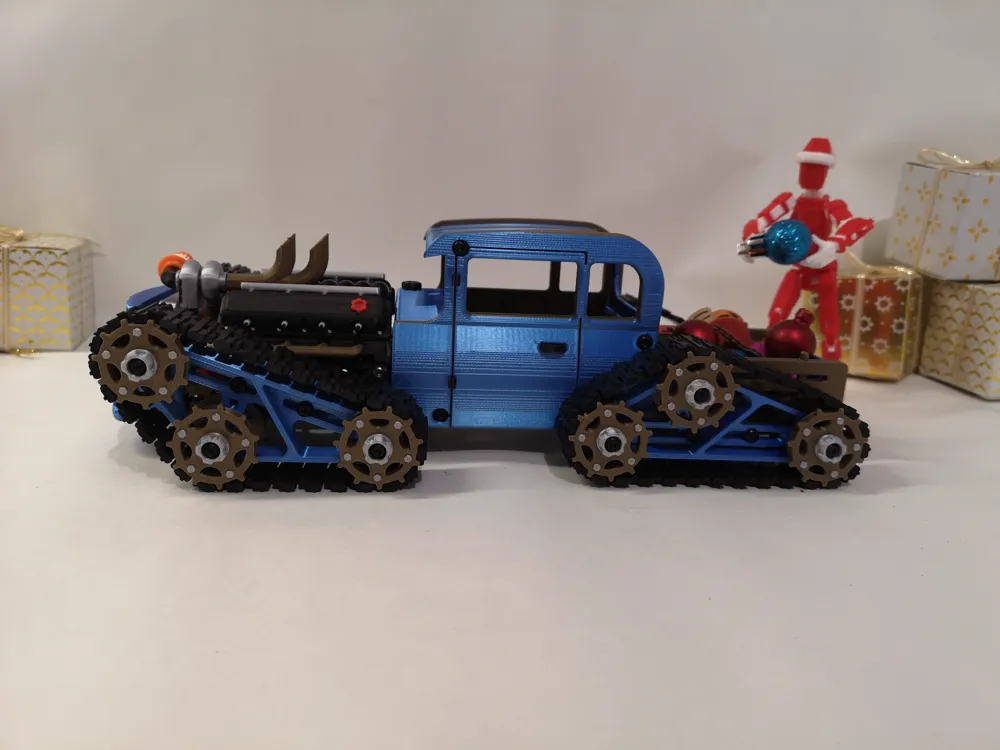 Santa's Hot Rod - Snow V8 - Free 3D Print Model - MakerWorld