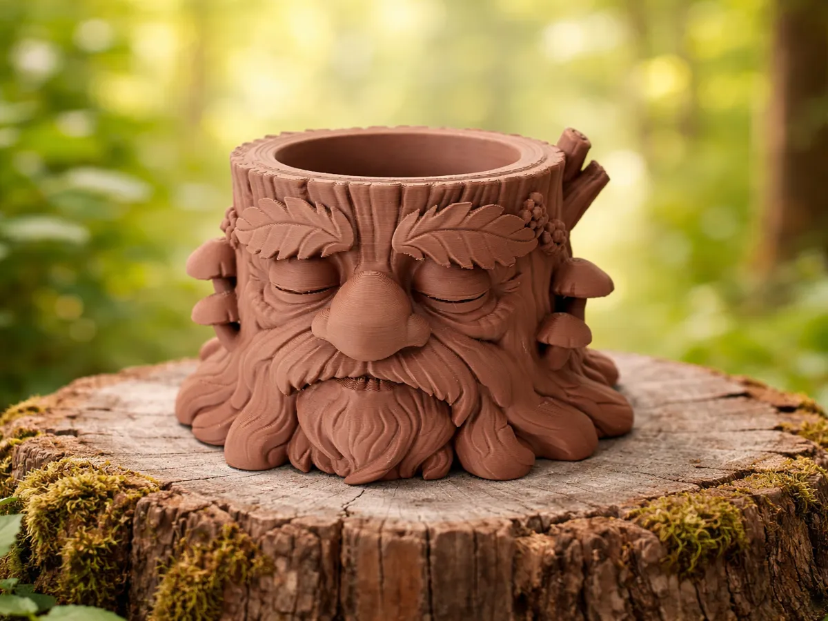 Forest Spirit Tree Stump Planter Decorative Cachepot - Free 3D Print ...
