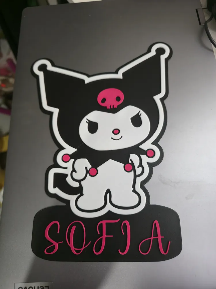 Kuromi name plate - Free 3D Print Model - MakerWorld