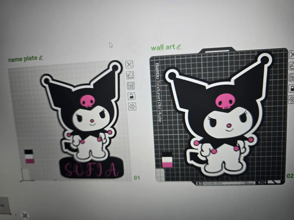 Kuromi name plate - Free 3D Print Model - MakerWorld