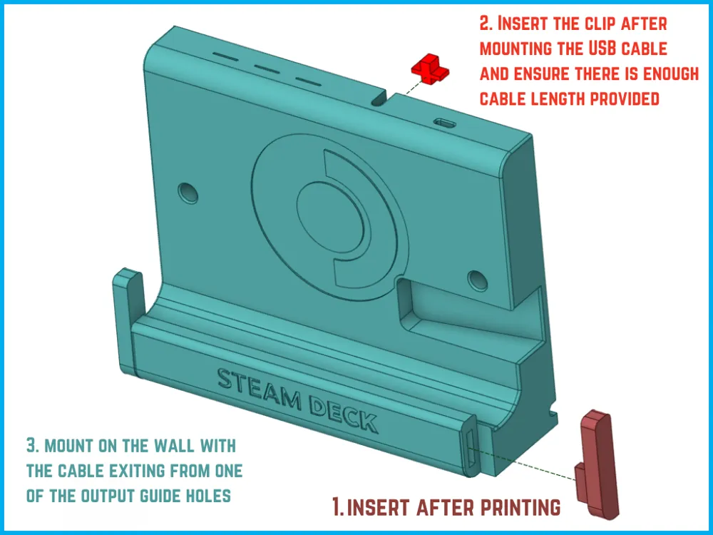 Steam Deck Wall Dock - Free 3D Print Model - MakerWorld