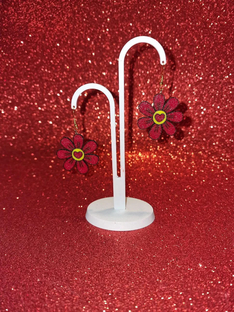 Valentine flower earrings - Free 3D Print Model - MakerWorld