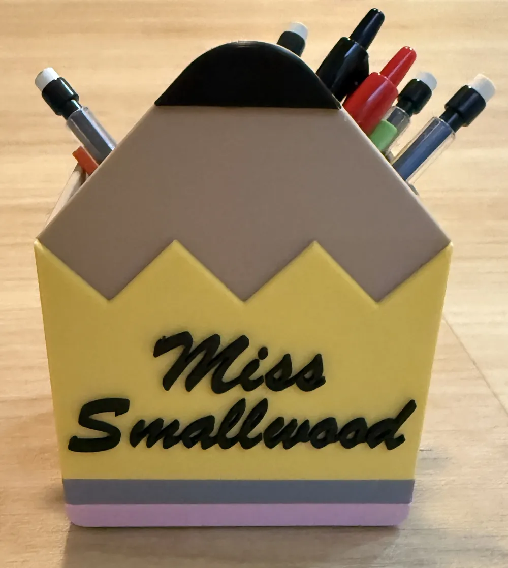Teacher's Gift | Pencil Holder (NO AMS Required) - Free 3D Print Model ...