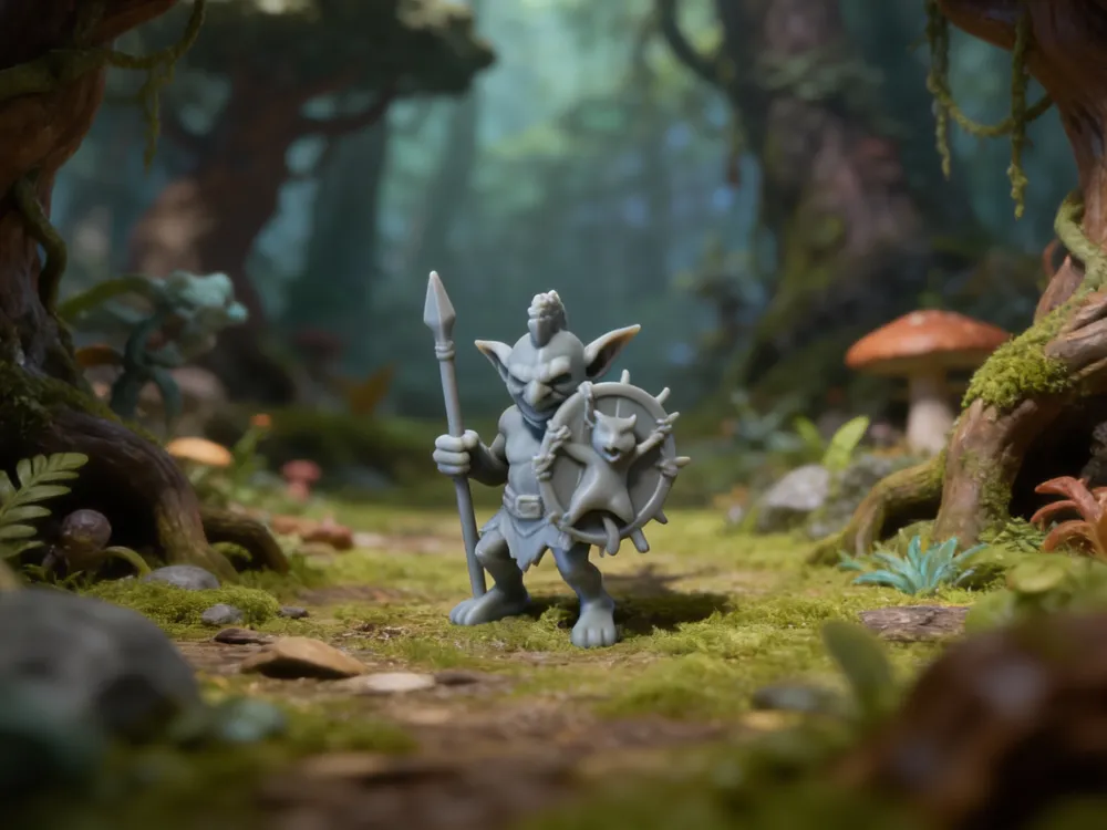 Goblin Warrior – Spear & Cat Shield - DND mini - Free 3D Print Model ...