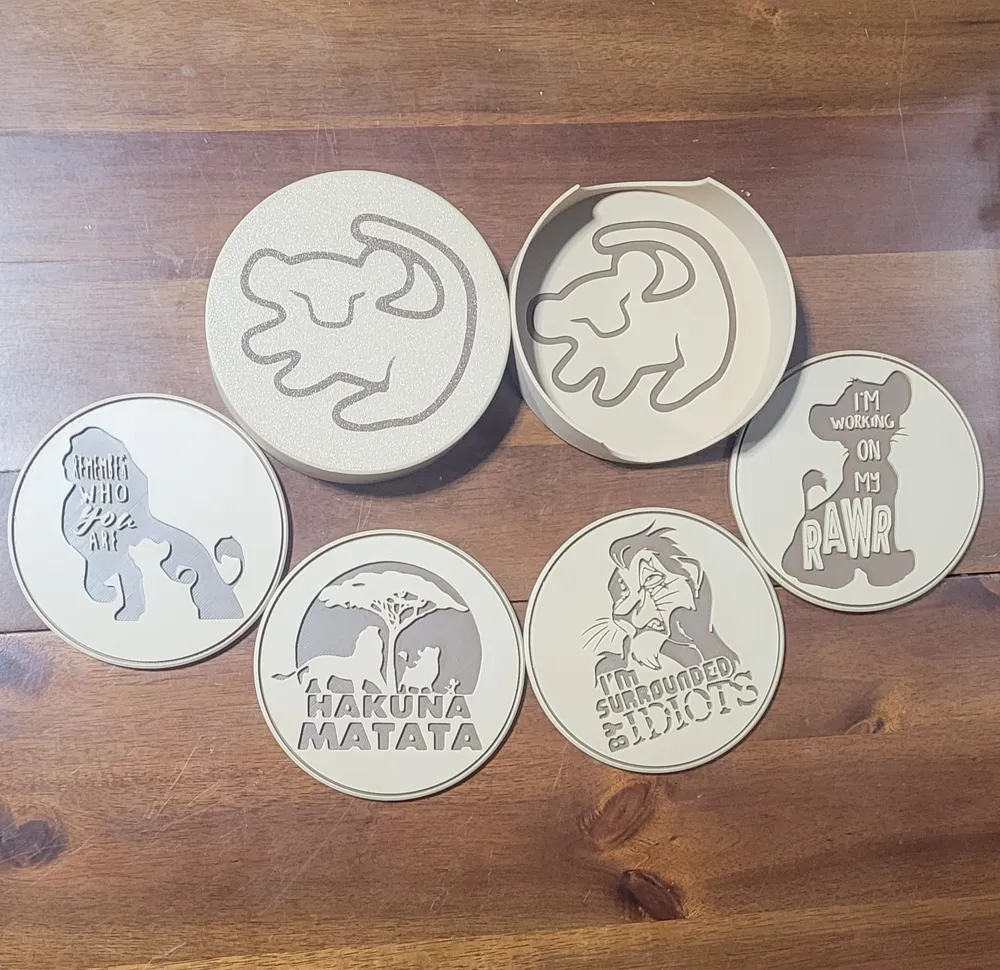 Lion King Coaster Set 4 Designs + Holder with Cap by Galactic Prints ...