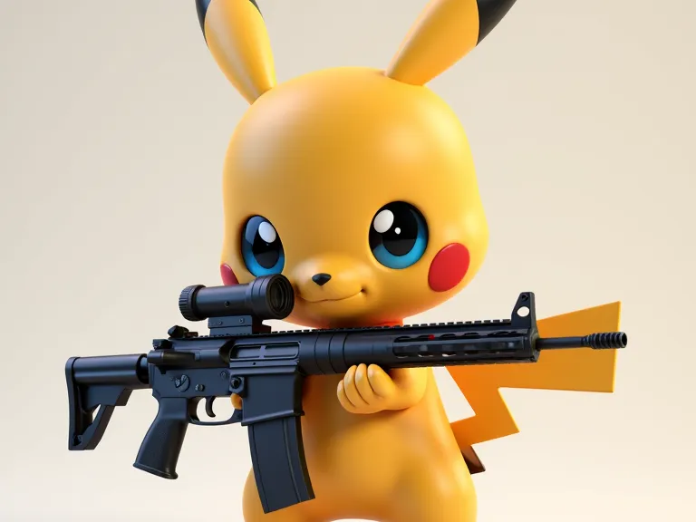 pikachu with a gun - Free 3D Print Model - MakerWorld