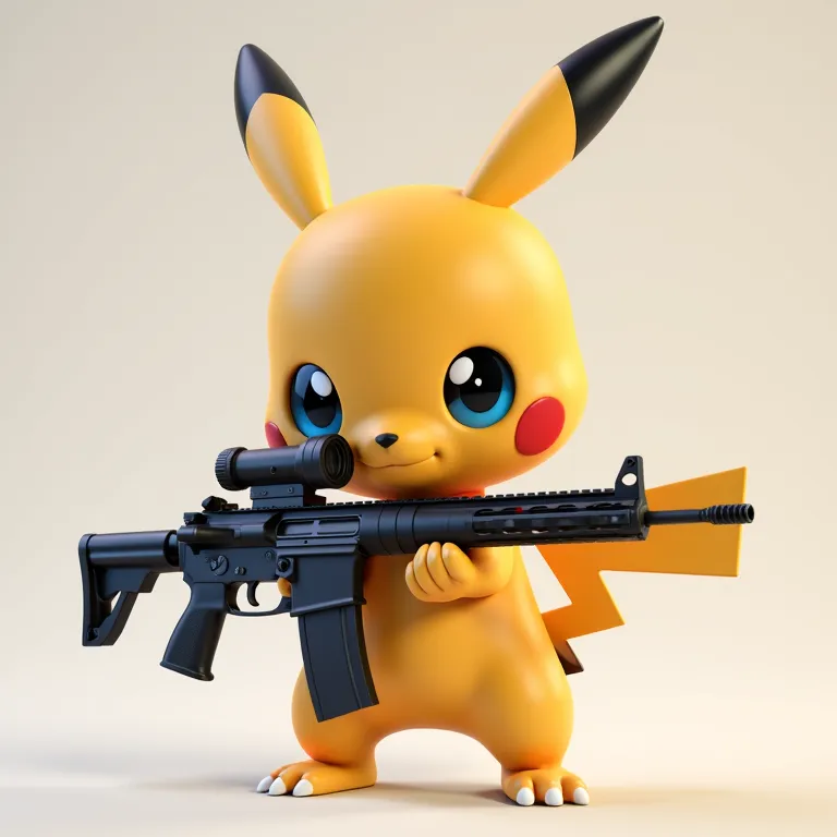 pikachu with a gun - Free 3D Print Model - MakerWorld