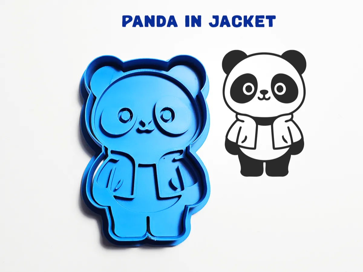 Panda in Jacket Cookie Cutter / Stamp - Free 3D Print Model - MakerWorld
