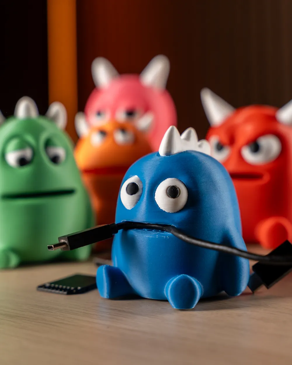 Cable Monster - Desk helper - Red - Free 3D Print Model - MakerWorld