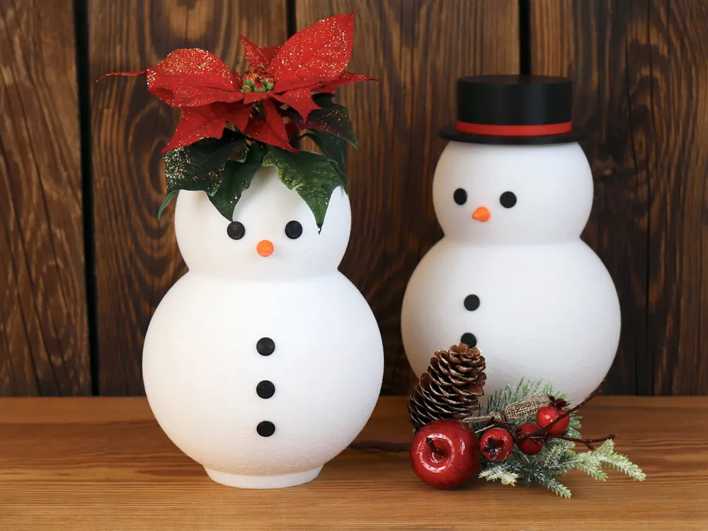 Cute Snowman All-in-One: Lamp / Vase / Pot by Johnny_Bit - MakerWorld