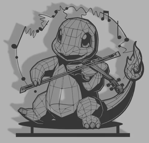 Geometric Low Poly Charmander play - Violin V.5 by 3D Print Wolf ...