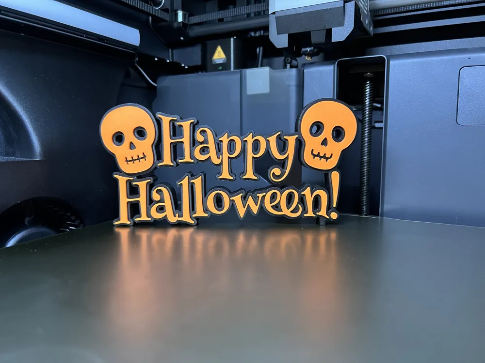 Happy Halloween Skull Sign by GoodBBQ MakerWorld: Download Free 3D Models