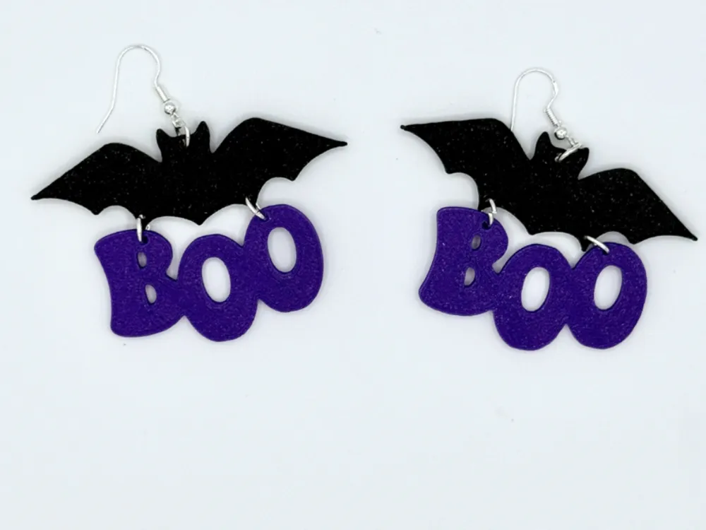Earrings: Bat + Boo by GiggleLab MakerWorld: Download Free 3D Models