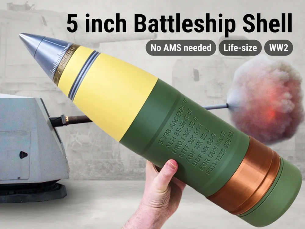 Life-size Battleship Shell | WW2 5-inch - Free 3D Print Model - MakerWorld
