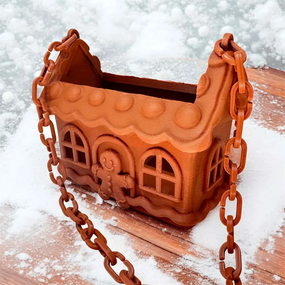 Gingerbread Purse House Container Bag - Free 3D Print Model - MakerWorld